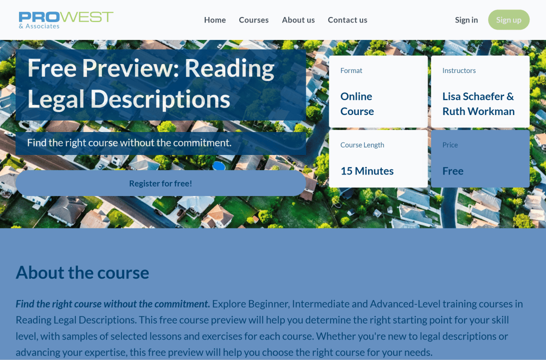 On-Demand Training: Reading Legal Descriptions - Pro-West & Associates